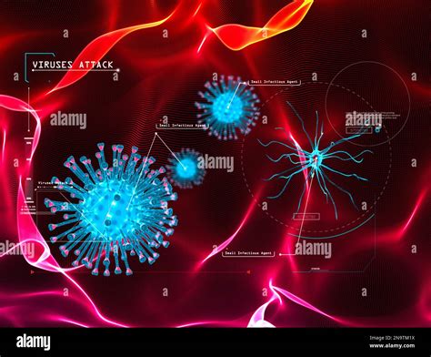 Human Body Attacked By Viruses Scientific Research Genetic Experimentation Data Reprocessing