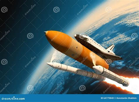 Space Shuttle Solid Rocket Boosters Separation In Stratosphere Stock Illustration Illustration