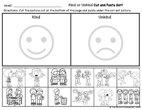 Kind Or Unkind Cut And Paste Sort By The Musical Counselor Tpt