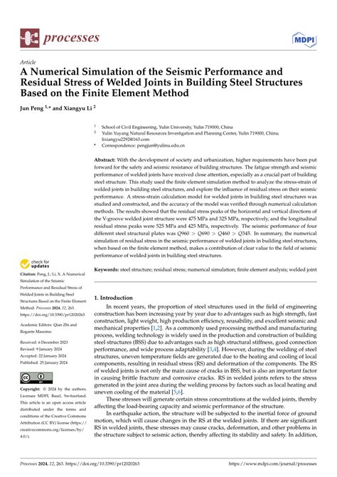 Pdf A Numerical Simulation Of The Seismic Performance And Residual Stress Of Welded Joints In