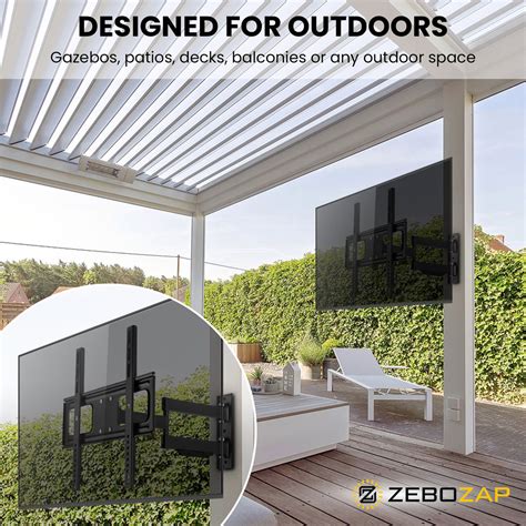 Outdoor Tv Mount Full Motion Swivel Weatherproof Tv Wall Mount Zebozap