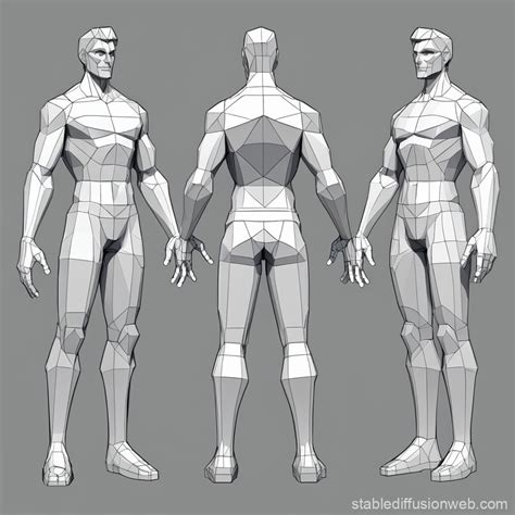 T Pose Low Poly Character Reference Concept Stable Diffusion Online