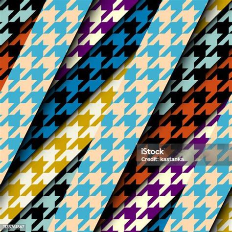 Classic Houndstooth Pattern In A Patchwork Collage Style Stock