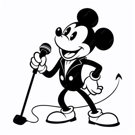 Mickey Mouse Cartoon Character With A Microphone In His Hand Premium