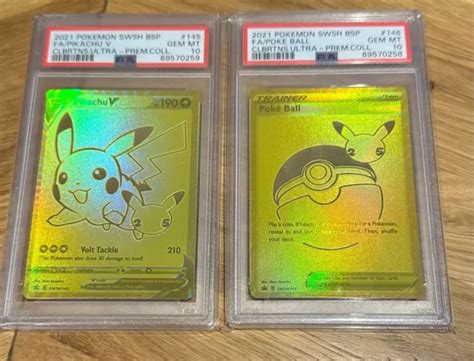 Pokemon Celebrations Pikachu V And Poke Ball Gold Promo Swsh145swsh146