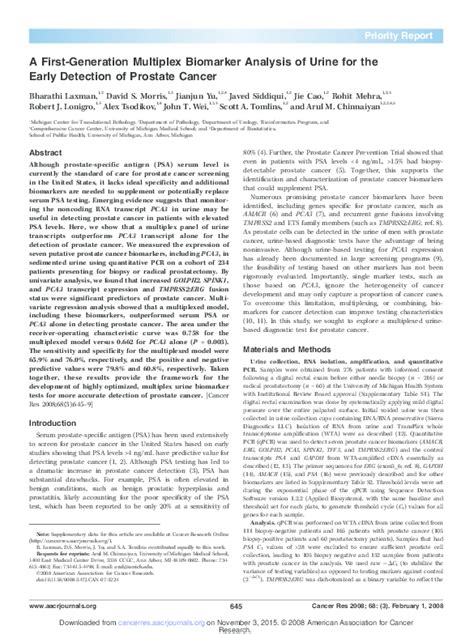 Pdf A First Generation Multiplex Biomarker Analysis Of Urine For The