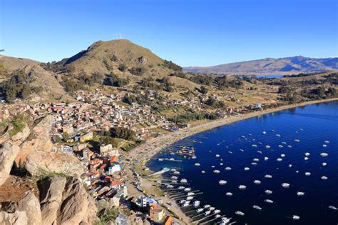 View Over Copacabana Bay At Lake Titicaca Bolivia From Cerro El