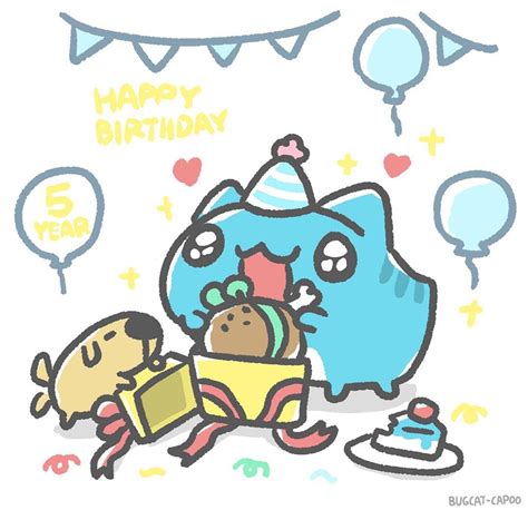Kawaii Illustration Niedliche Figuren Blaue Katzen