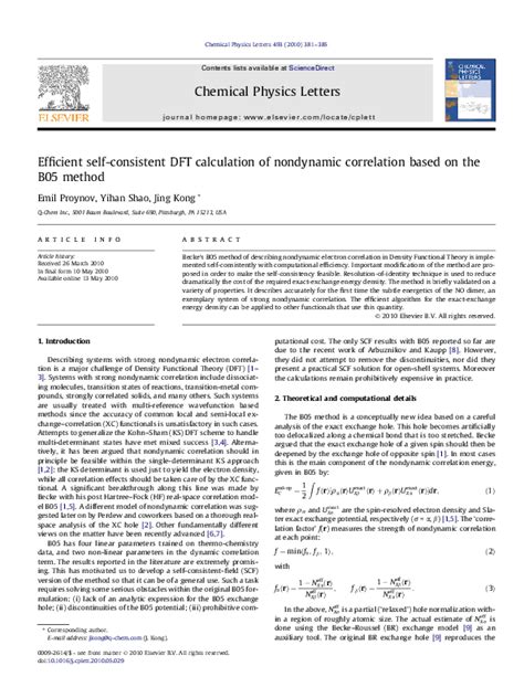 Pdf Efficient Self Consistent Dft Calculation Of Nondynamic