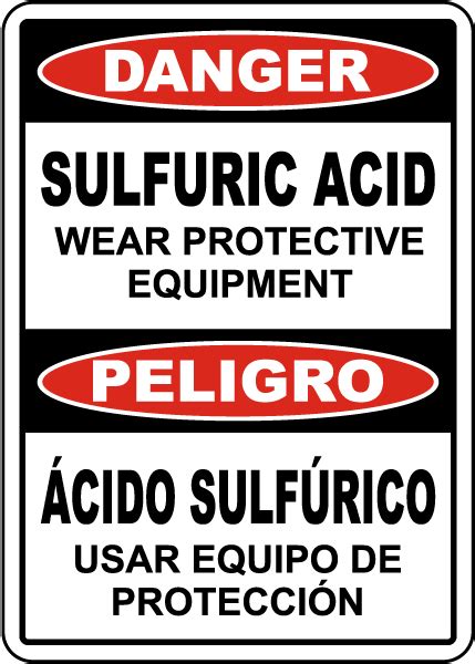 Bilingual Danger Sulfuric Acid Wear Ppe Sign Get 10 Off Now
