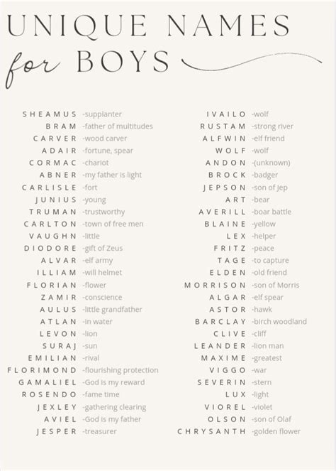 200 Unique And Unusual Boy Names That No One Has Artofit