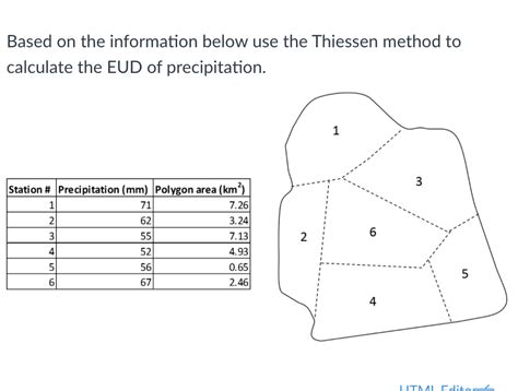 Solved Based On The Information Below Use The Thiessen