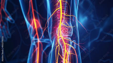 Sciatic Nerve Compression Shown By Leg Shooting Pain In Photo Concept