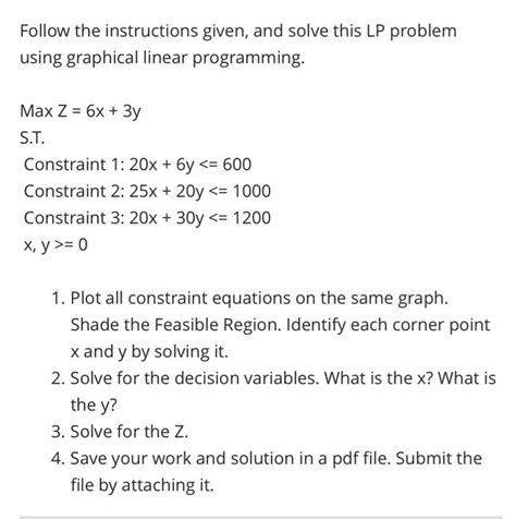solved follow the instructions given and solve this lp