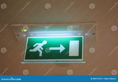 Green Evacuation Sign Stock Image Image Of Label Close 84412743