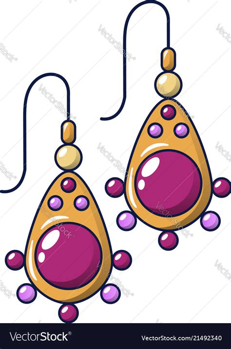 Ruby Earrings Icon Cartoon Style Royalty Free Vector Image