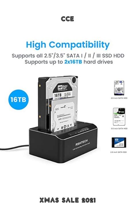 OFF RSHTECH Hard Drive Docking Station Aluminum Dual Bay SATA Hard Drive Dock For