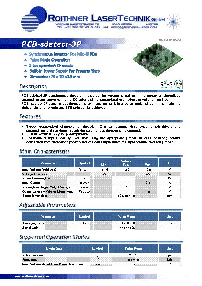 Pcb Sdetect 3p Datasheet Electronics For Mid Ir Photodiodes