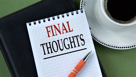 Final Thoughts Words In Notebook On Green Background With Cup Of