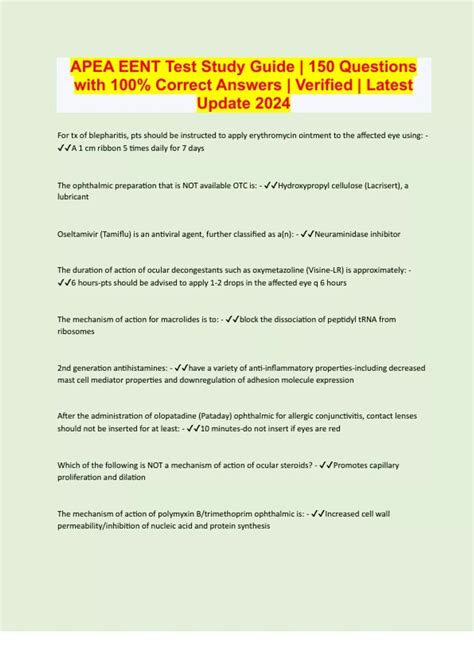 Apea Eent Test Study Guide 150 Questions With 100 Correct Answers