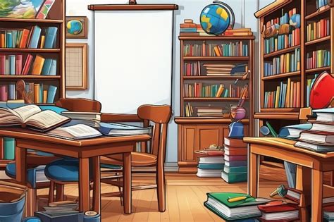 Premium Ai Image School Class And Library Room With Books Created