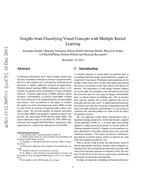 Pdf Insights From Classifying Visual Concepts With Multiple Kernel