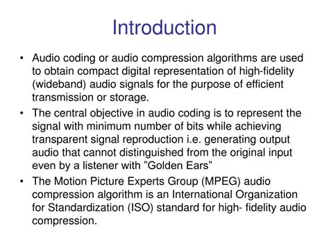 ppt an overview of perceptual audio coding and mpeg aac powerpoint