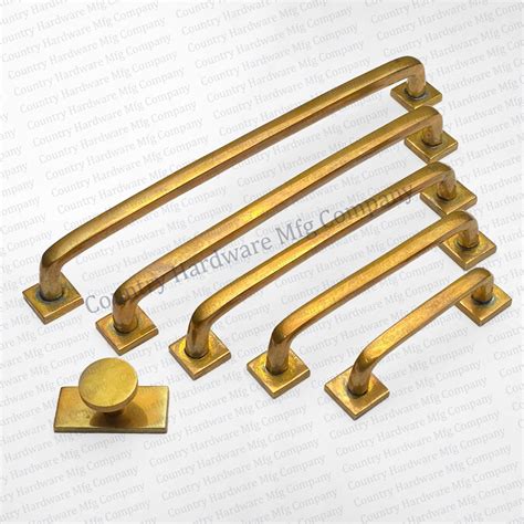 Unlacquered Antique Brass Square Handles Etsy