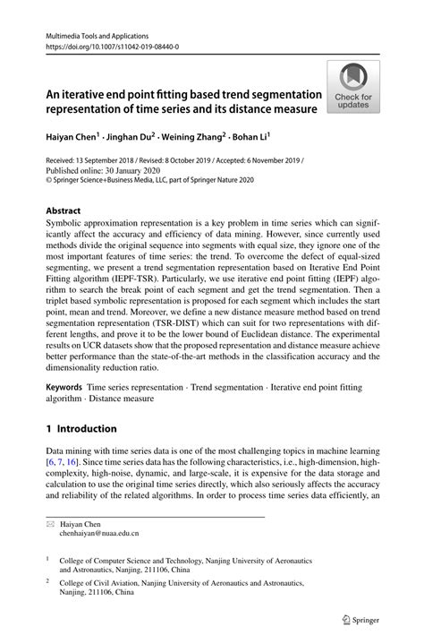 pdf an iterative end point fitting based trend segmentation
