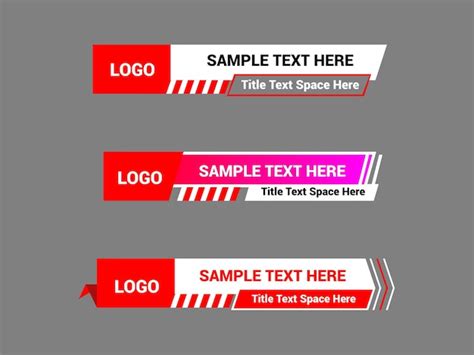 Set Of Lower Third Vector Design Overlay Strip Text Video Modern Simple