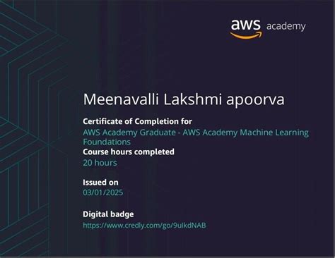 Awsacademy Machinelearning Cloudcomputing Ai Aws Lakshmi Apoorva