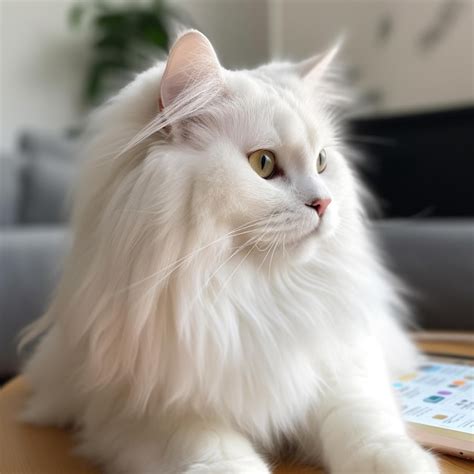 Premium Ai Image Cute White Cat Kitty Persian Cats Norwegian Norwegian Orest Cat Domestic Long