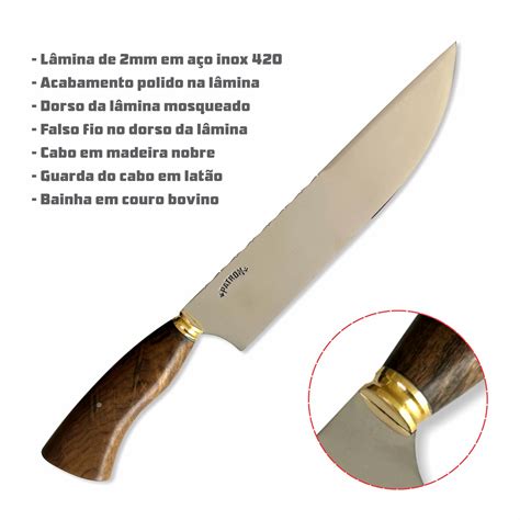 Faca Artesanal Churrasco Em Aço Inox 8 Pol Patronfabricada No Brasil