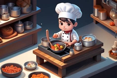 Premium Photo Very Detailed Tiny Cute Chef