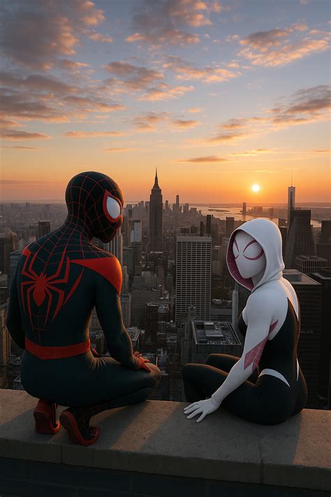 Spider Man Miles Morales E Gwen Homem Aranha Casal Prateleiras Com