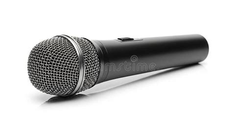 Dynamic Handheld Microphone With A Cylindrical Black Body And A Meshed