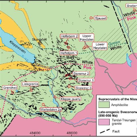 Geological Map Of The Tørdal Nissedal Area With The Nissedal Outlier
