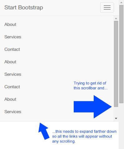Html Increasing The Height Of The Bootstrap Collapsed Mobile Navigation Menu Stack Overflow