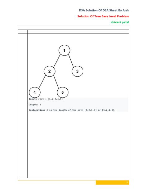 tree easy level solution dsa sheet by arsh pdf algorithms