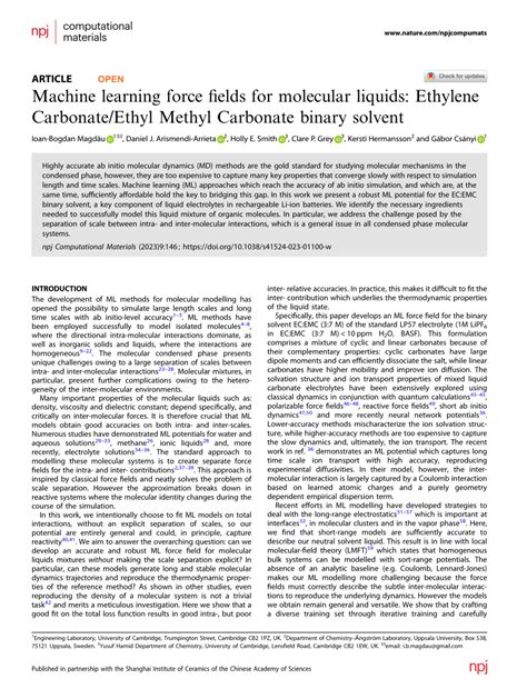 Pdf Machine Learning Force Fields For Molecular Liquids Ethylene