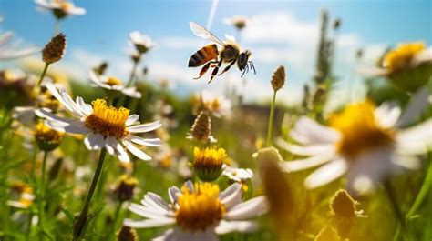 Premium Ai Image Winter Aster With A Wild Bee