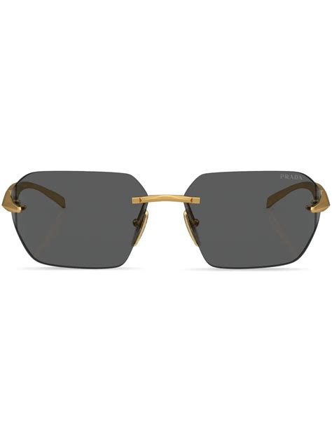 Prada Eyewear Runway Frameless Sunglasses Gold Farfetch Ao