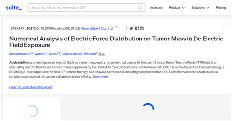 Numerical Analysis Of Electric Force Distribution On Tumor Mass In Dc