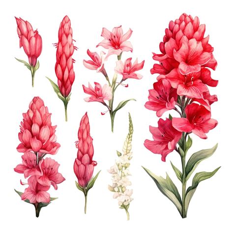 Premium Vector Cockscomb Flower Watercolor Vector Clipart White Background