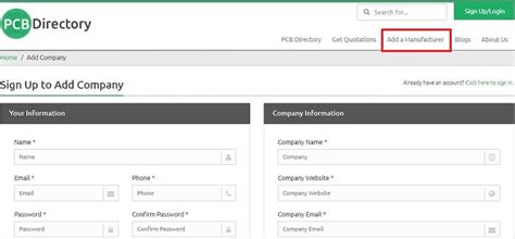 Adding A Manufacturer On The Pcb Directory