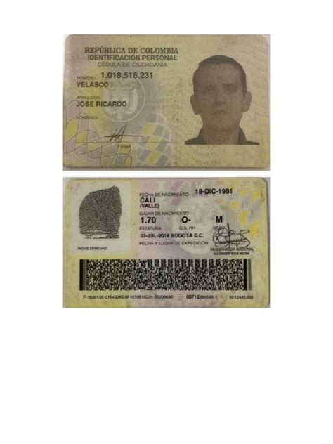 Cedula Colombiana Jose Ricardo Velasco Pdf