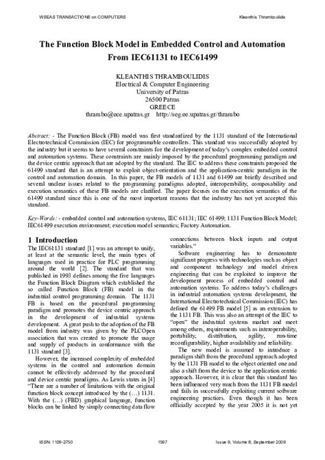 Pdf The Function Block Model In Embedded Control And Automation From Iec61131 To Iec61499
