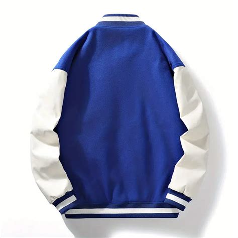 Warm Fleece Embroidery Varsity Jacket Mens Casual Color Temu United Kingdom
