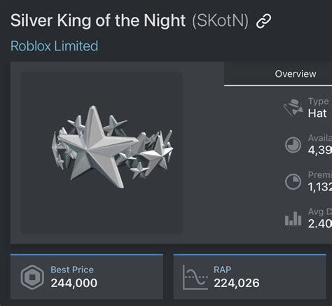 Roblox Limited Sliver King Of The Night Skotn Video Gaming Gaming
