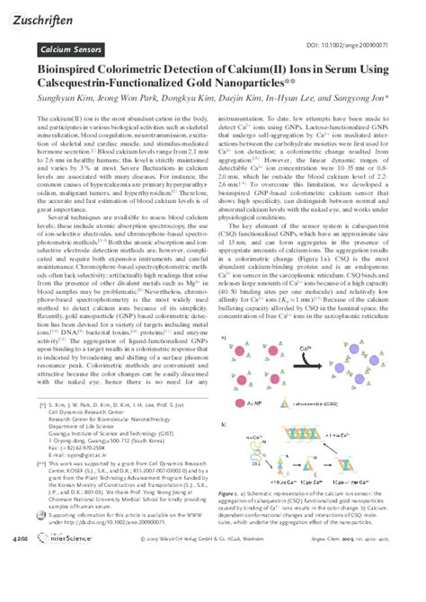 Pdf Bioinspired Colorimetric Detection Of Calciumii Ions In Serum